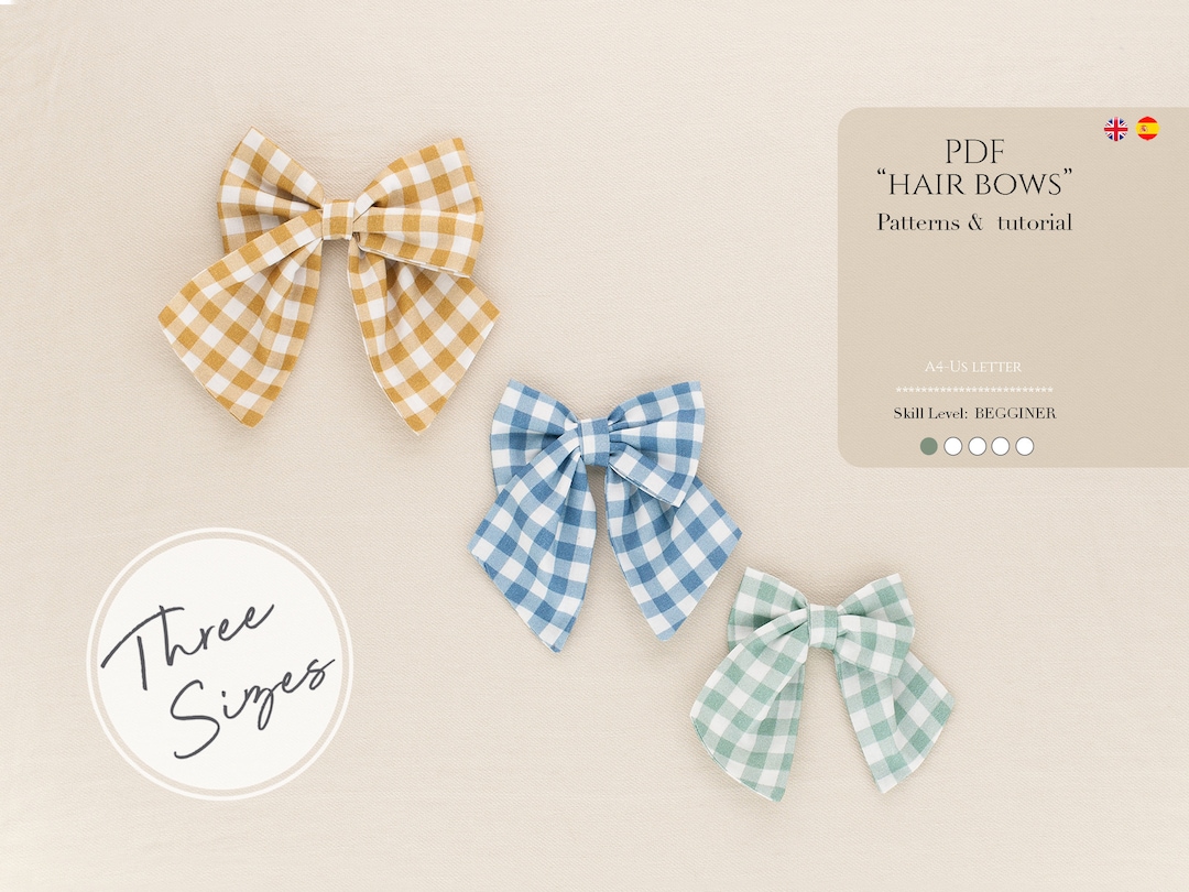 Hair Bow Sewing Pattern and Easy Tutorial L 3 Sizes L Toddlers and Kids ...
