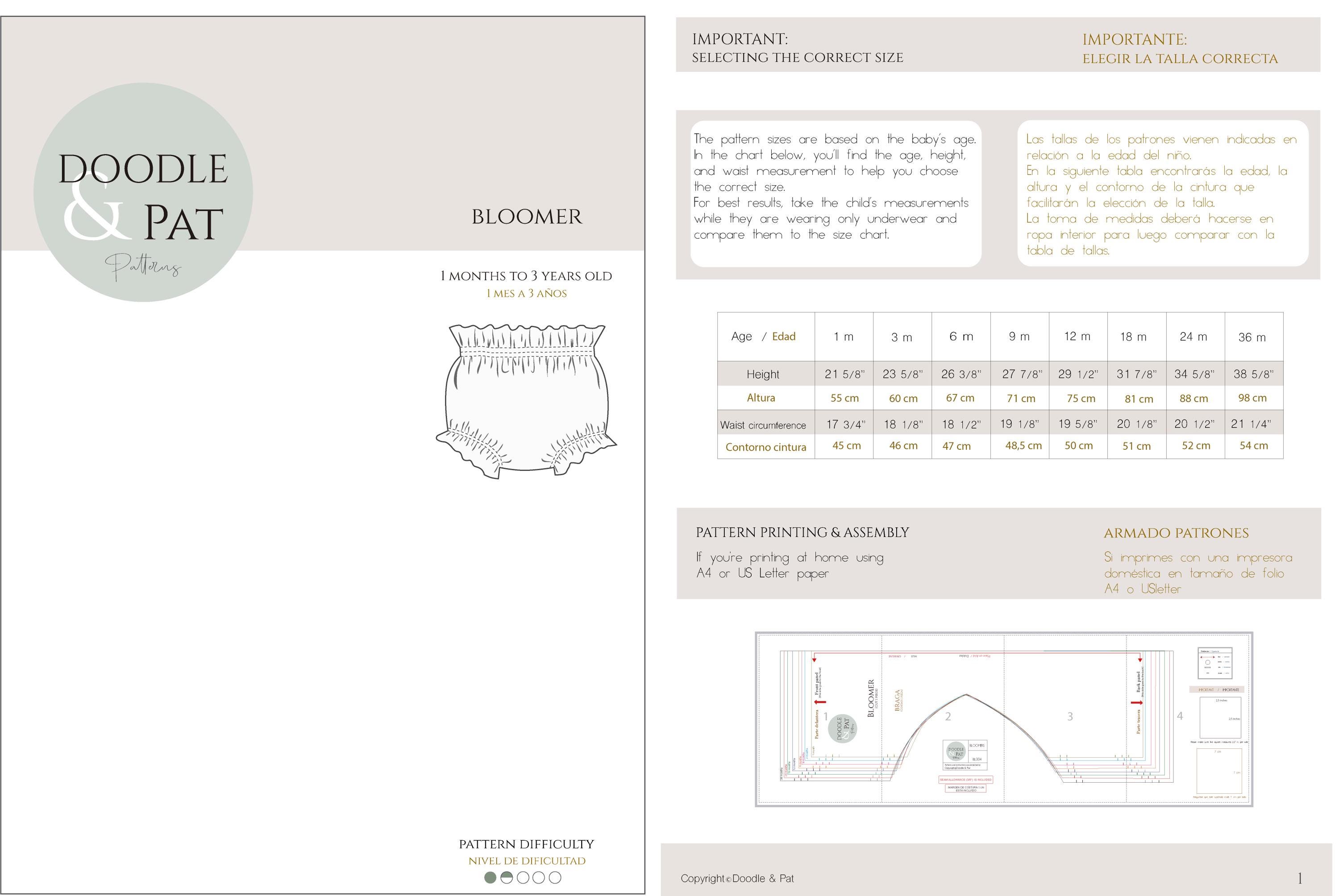 Baby Bloomers PDF Pattern: Sewing Tutorial, Sizes 1-36 Months (english ...