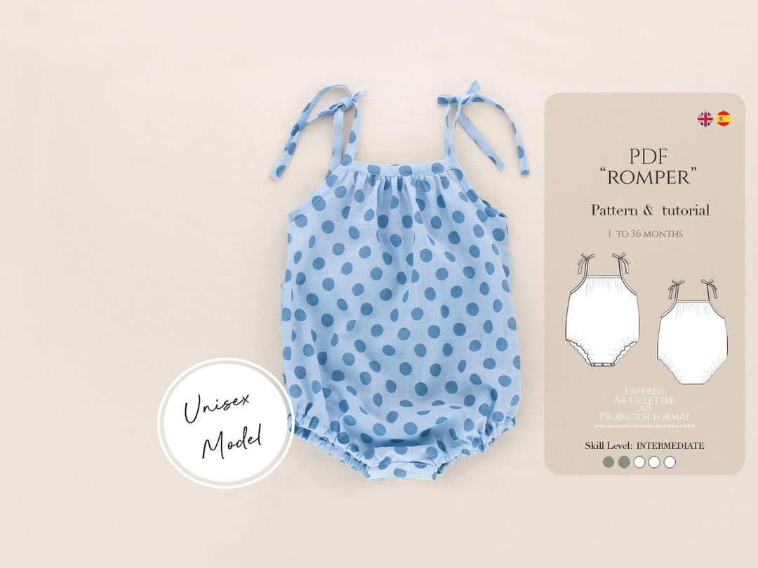 Baby Jumpsuit PDF Pattern: Unisex Romper Sewing Tutorial (sizes 1-36 ...