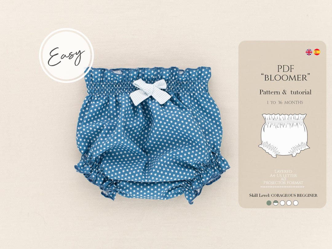 Baby Bloomers PDF Pattern: Sewing Tutorial, Sizes 1-36 Months (english ...