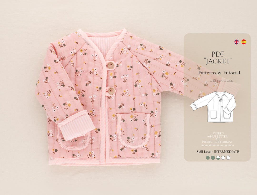 Quilted Kids Jacket Sewing Pattern & Tutorial (sizes 1-12 Years) (PDF ...