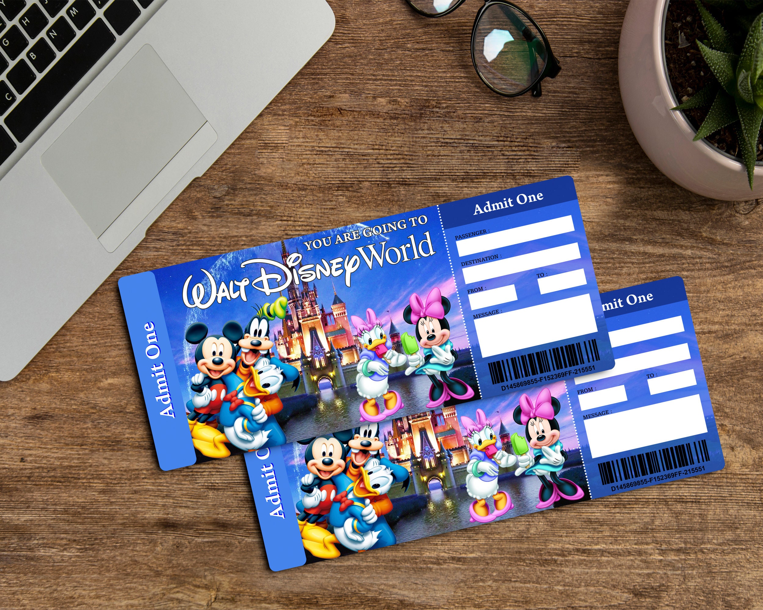 Printable Theme Park Surprise Reveal Ticket Editable Gift - Etsy Canada
