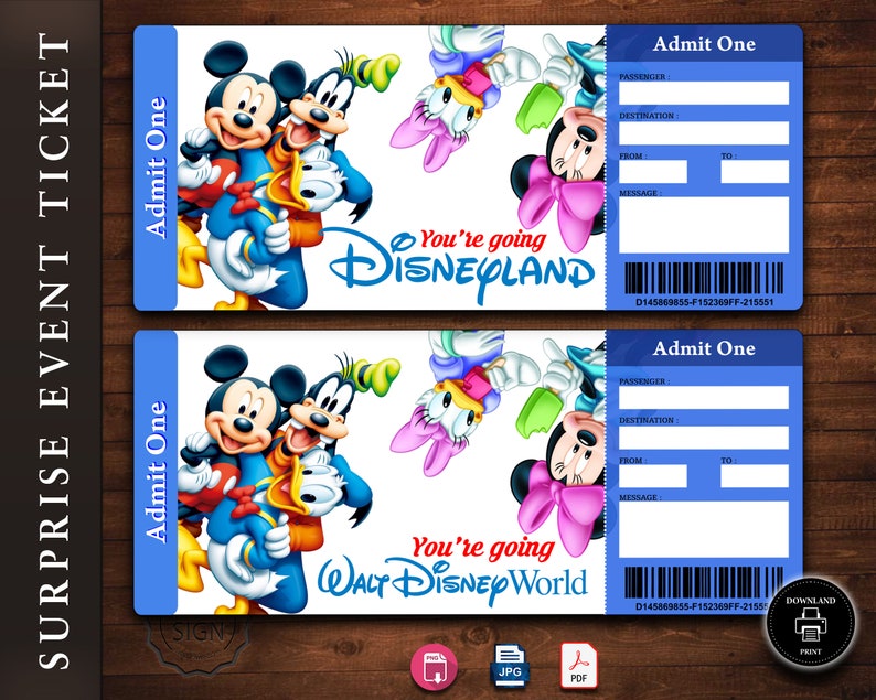 Printable Theme Park Surprise Reveal Ticket Editable Gift - Etsy
