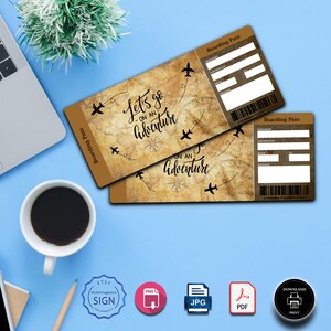 Adventure Trip Ticket, Surprise Vacation Ticket, Boarding Pass, Lets Go ...