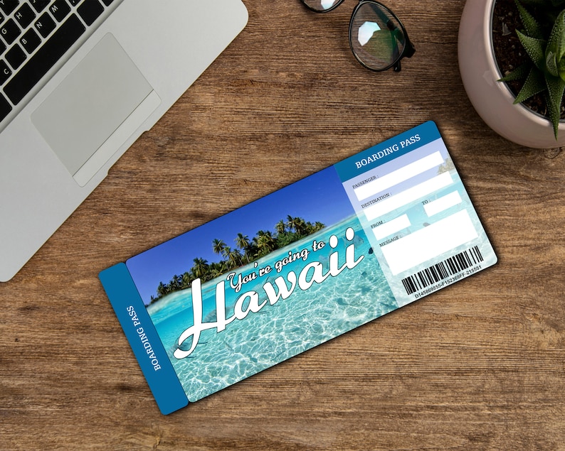 Hawaii Trip Ticket | Vacation Tickets Instant Download | Boarding Pass ...