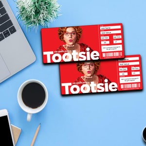 TOOTSIE Broadway Surprise Ticket. Editable Musical Theatre Faux Event Admission Souvenir ...