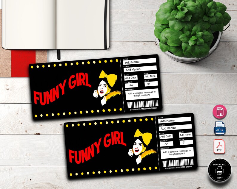 Funny Girl Broadway Surprise Ticket. Editable Musical Theatre - Etsy