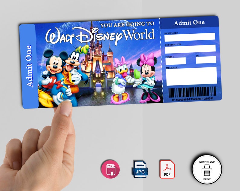 Printable Theme Park Surprise Reveal Ticket Editable Gift - Etsy