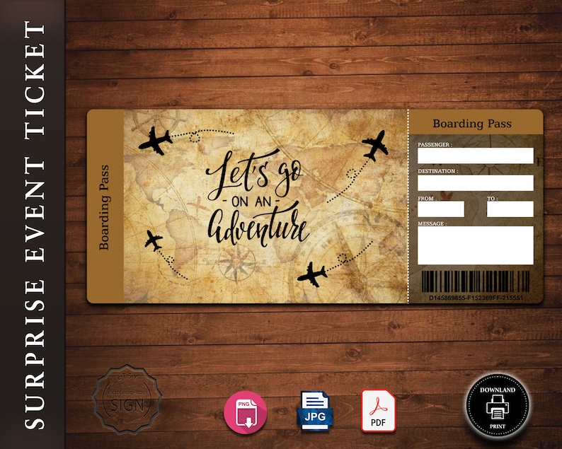Adventure Trip Ticket Surprise Vacation Ticket Boarding - Etsy