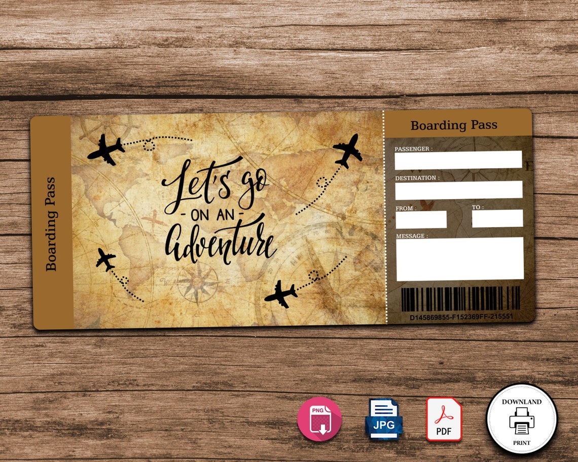 Adventure Trip Ticket Surprise Vacation Ticket Boarding - Etsy