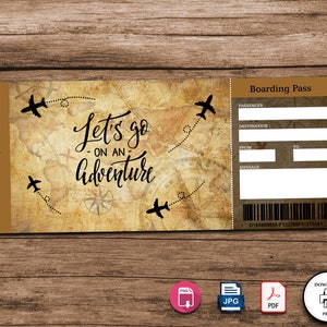 Adventure Trip Ticket, Surprise Vacation Ticket, Boarding Pass, Lets Go ...