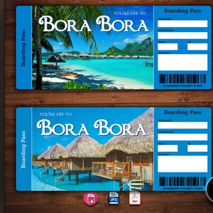 BORA BORA Surprise Trip Gift Ticket. Boarding Pass. Trip Ticket ...