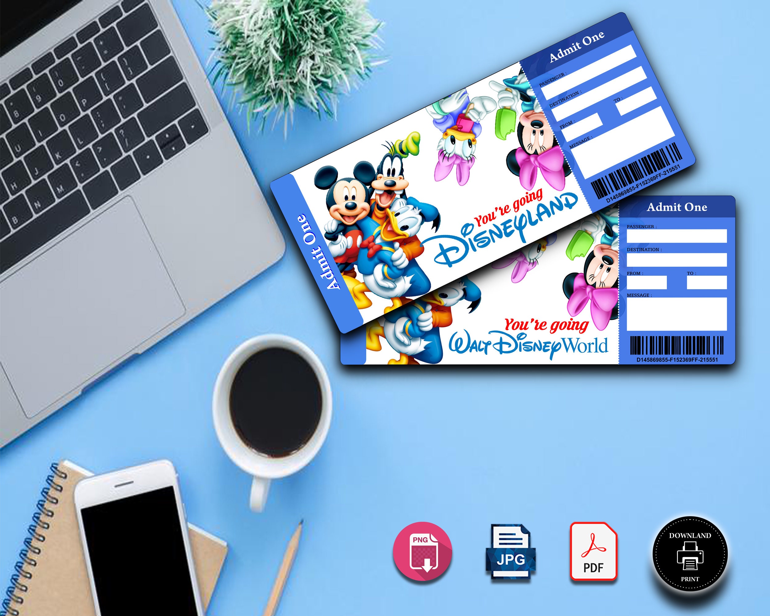 Printable Theme Park Surprise Reveal Ticket Editable Gift - Etsy Australia