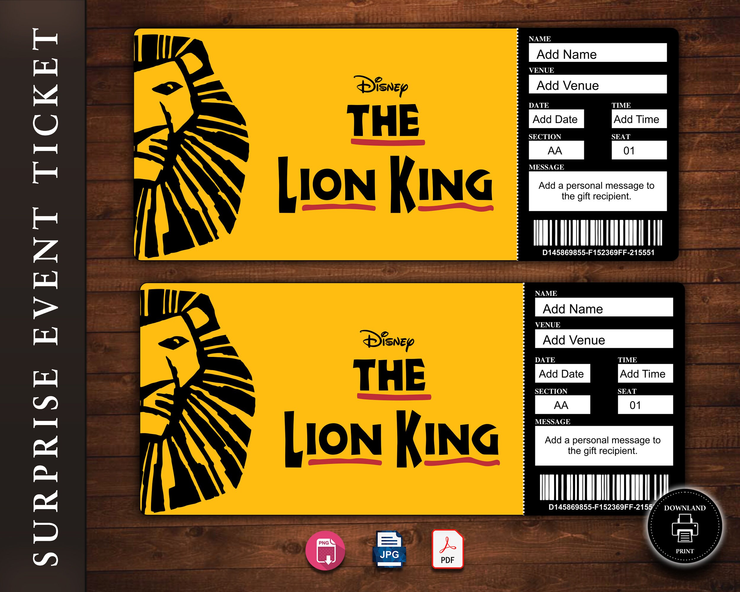 The Lion King Ticket Stub To Print The Lion King Broadway 2001