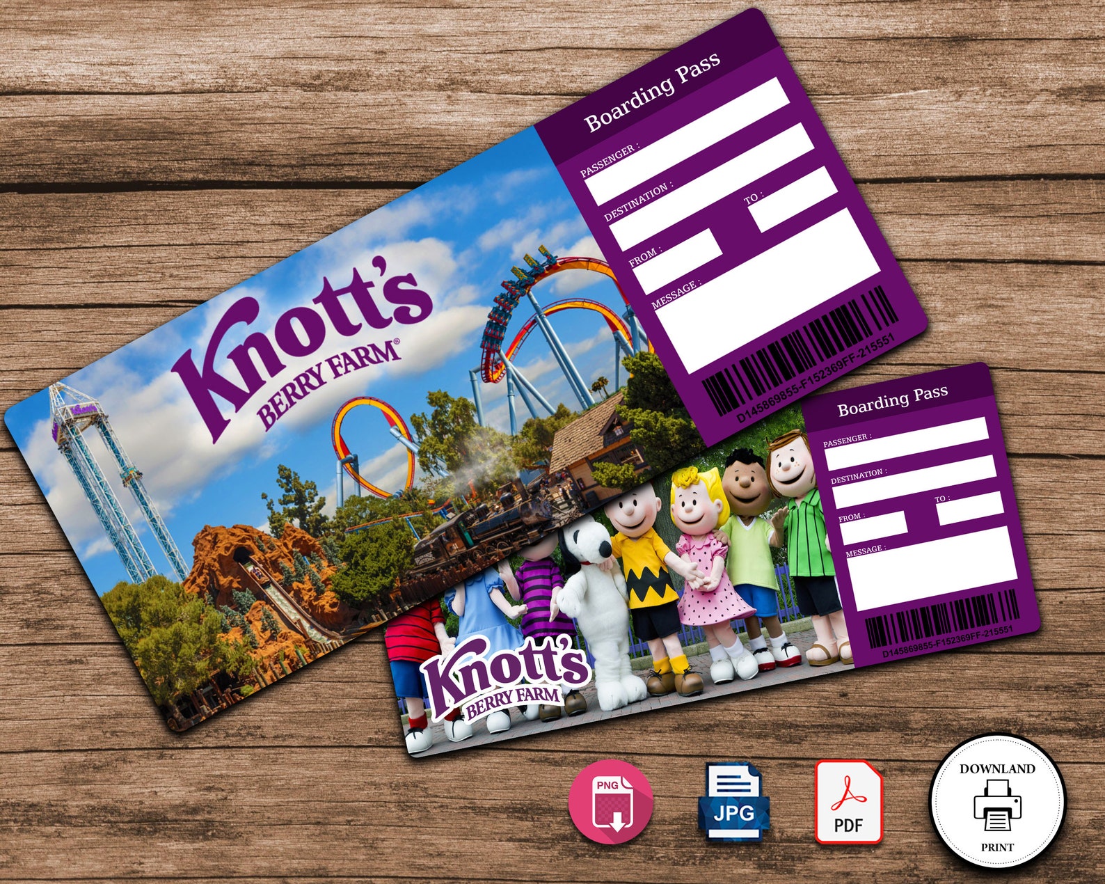 KNOTTS BERRY FARM Surprise Trip Tickets. Vacation Ticket. Mock Boarding ...