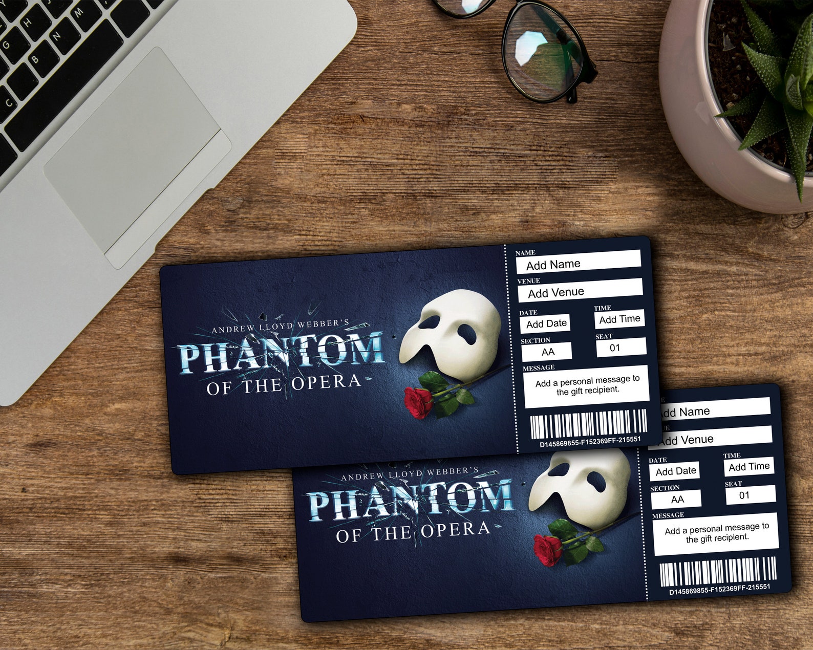 PHANTOM of the OPERA Broadway Surprise Ticket. Editable - Etsy