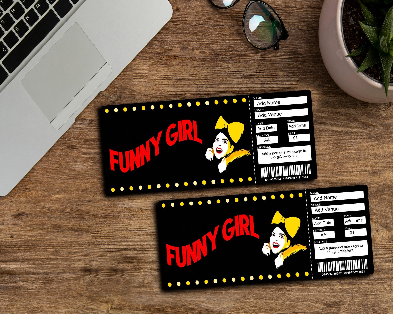 Funny Girl Broadway Surprise Ticket. Editable Musical Theatre - Etsy