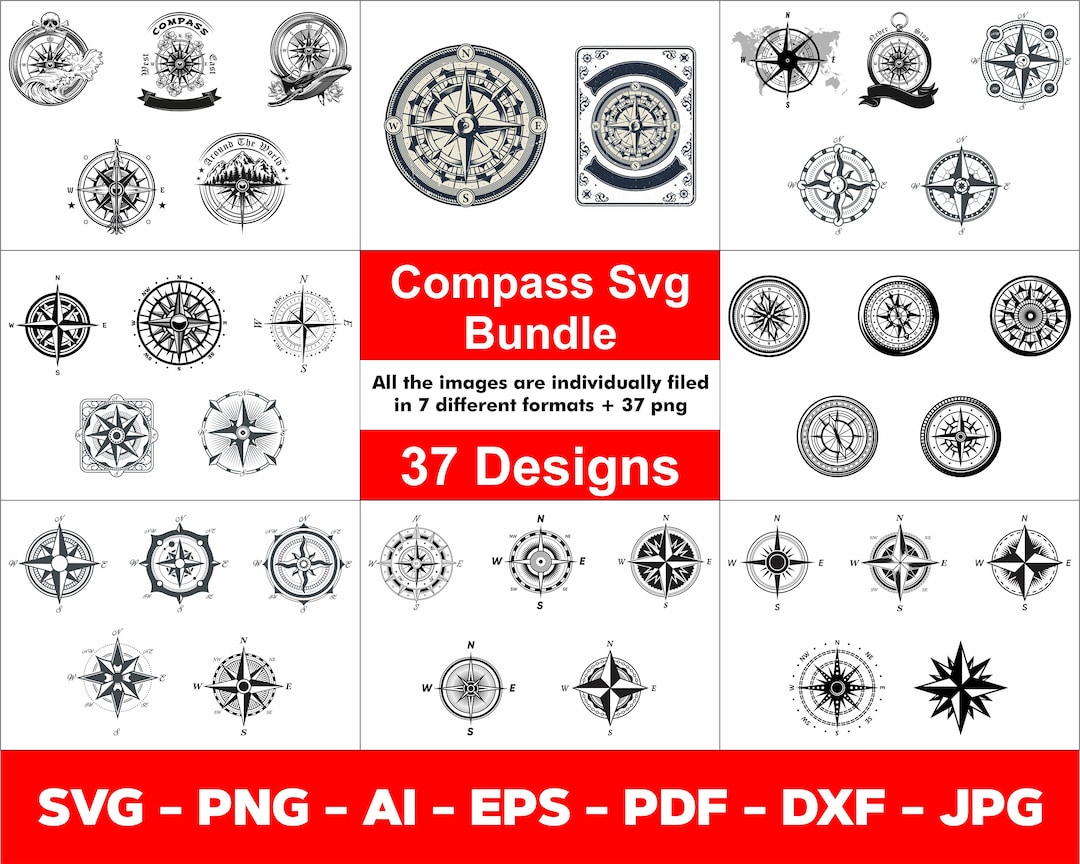 Compass SVG Bundle, Compass Rose Svg, Nautical Compass Svg, Compass Dxf ...