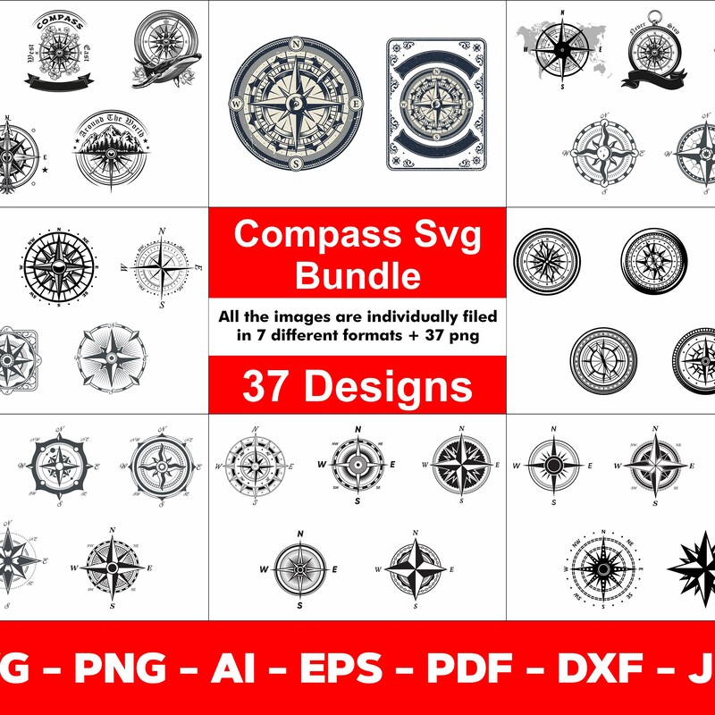 Compass Svg - Etsy