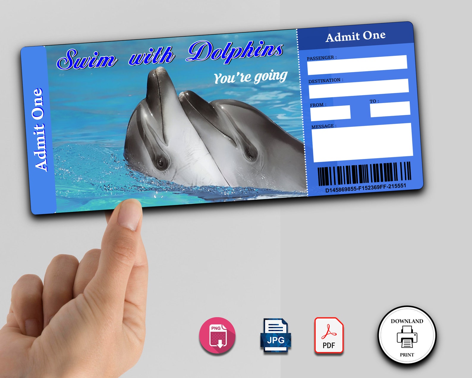 SWIM With DOLPHINS Surprise Trip Tickets. Vacation Ticket. Boarding ...