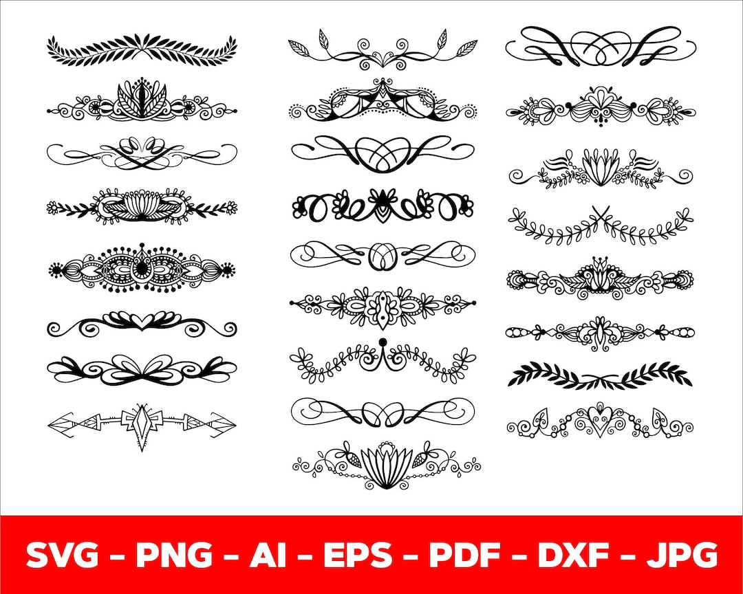 Decorative Elements SVG, Ornaments Svg, Flourishes SVG, Swirls SVG ...
