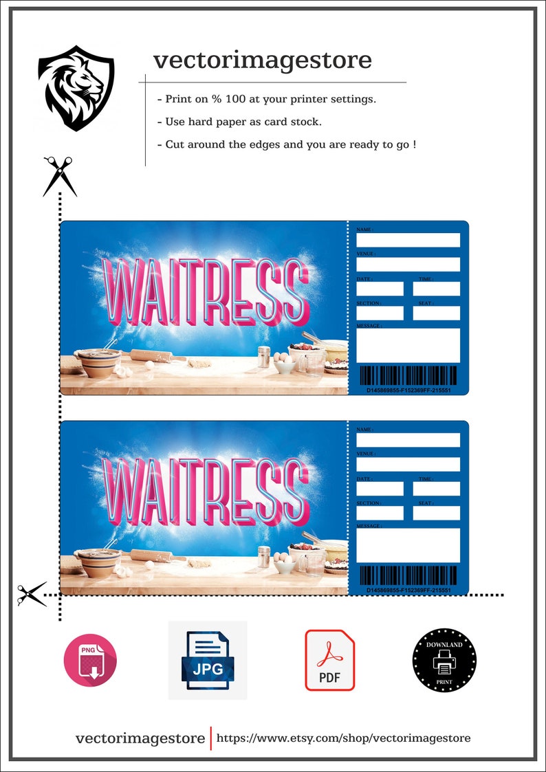 WAITRESS Broadway Surprise Ticket. Editable Musical Theatre - Etsy