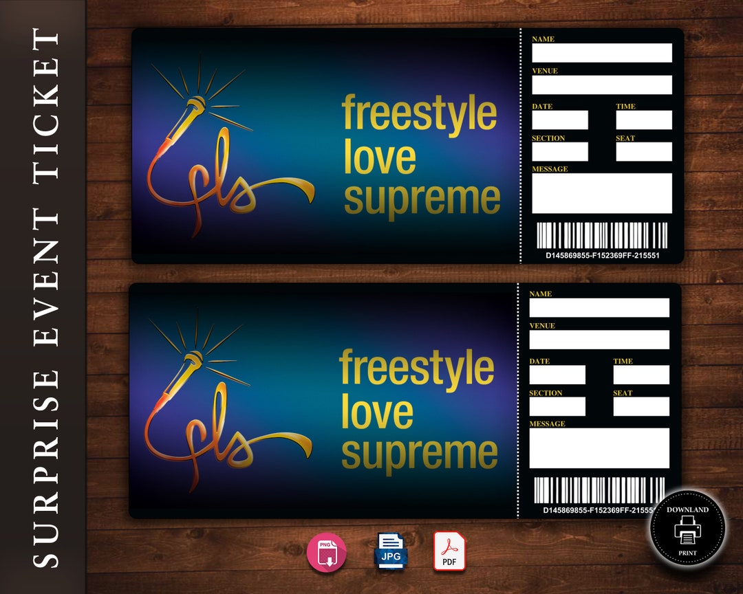 FREESTYLE Love Supreme Broadway Surprise Ticket. Editable Musical ...