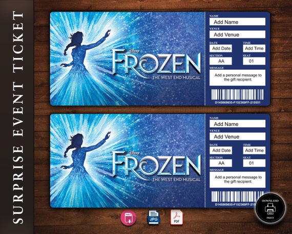 FROZEN Broadway Surprise Ticketfrozen Broadway Ticket - Etsy