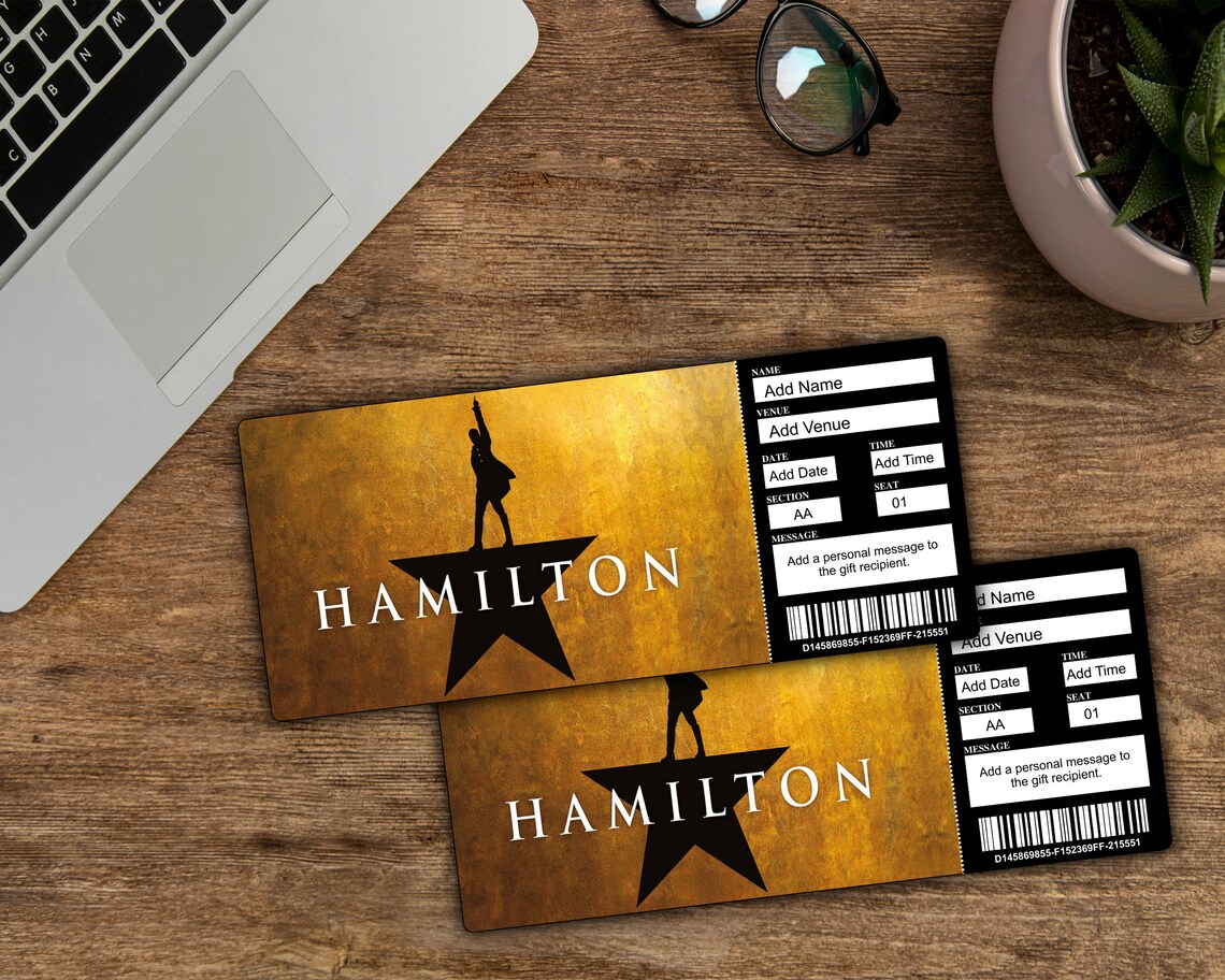 HAMILTON Broadway Gift Ticket Editable Personalised Musical - Etsy