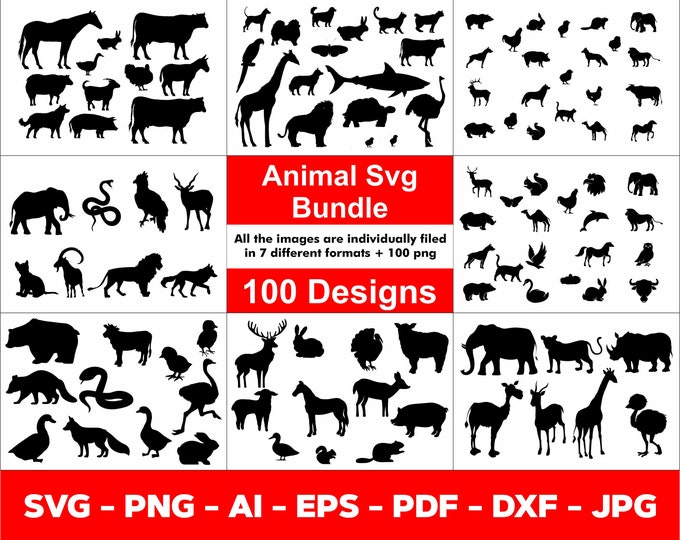 Animal SVG Bundle Files, Animal Cut File Clipart, Cricut Files, Animals ...