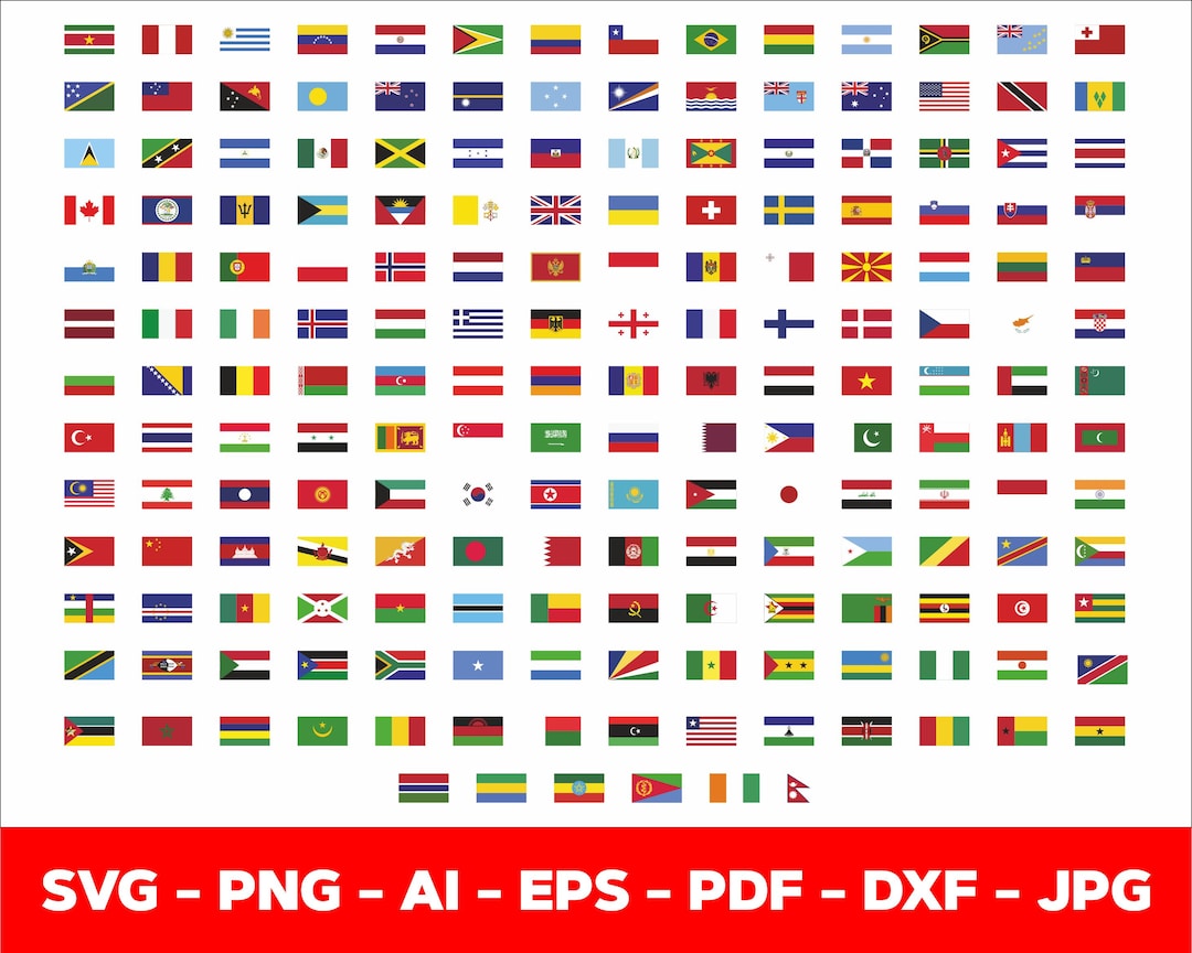 All World Flags SVG Bundle, Country Flag Svg Bundle, National Flag Svg ...