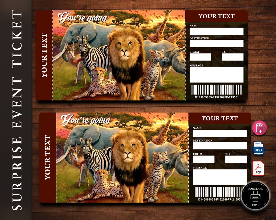 ZOO or SAFARI PARK Surprise Gift Reveal Ticket. Admission Pass ...