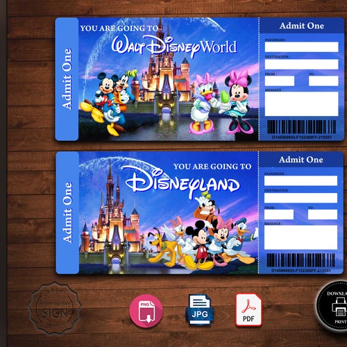 Christmas Disneyworld Ticket Printable Theme Park Surprise - Etsy