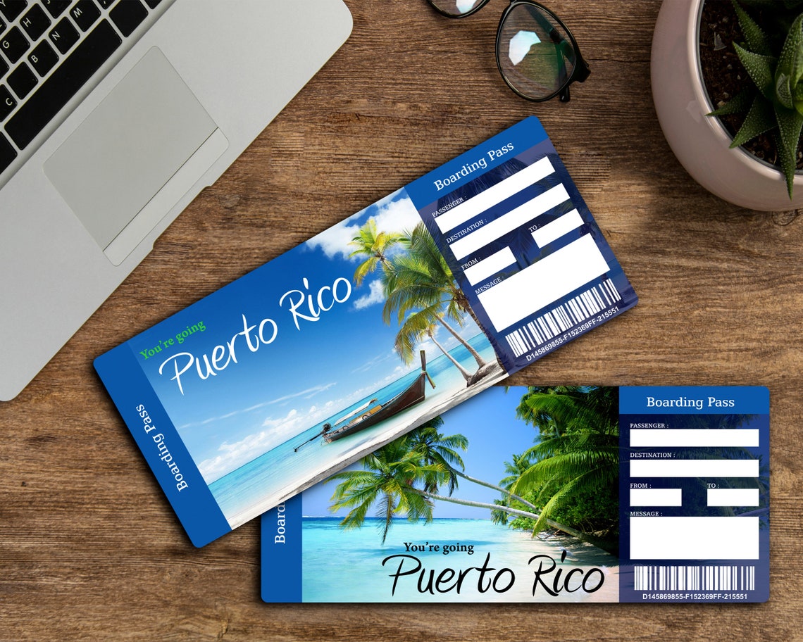 PUERTO RICO Surprise Trip Gift Ticket. Boarding Pass. - Etsy