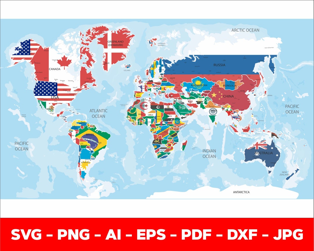 World Map Svg/ World Svg File/ World Map Clipart/ Earth Svg File ...