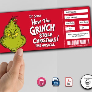 How the Grinch Stole Christmas Broadway Surprise Ticket, the Grinch the ...