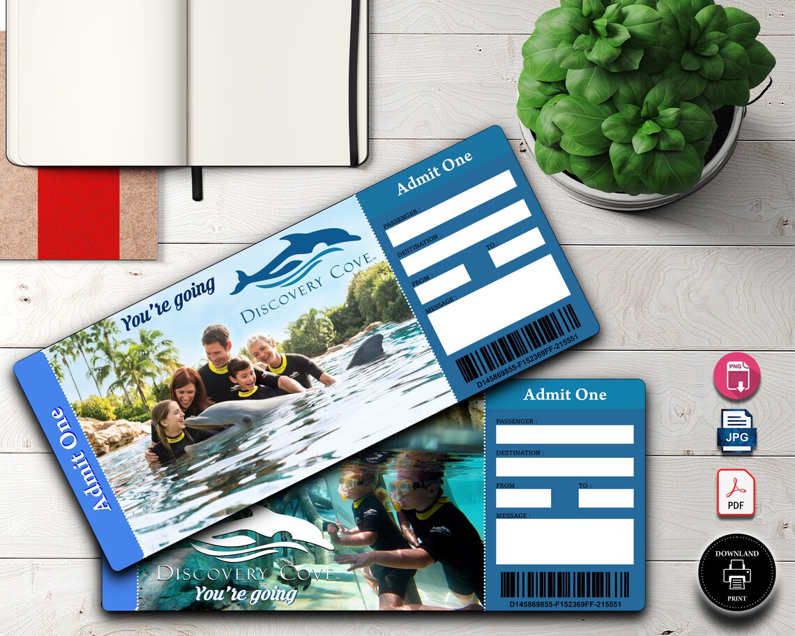 DISCOVERY COVE Surprise Trip Gift Ticket Amusement Park - Etsy