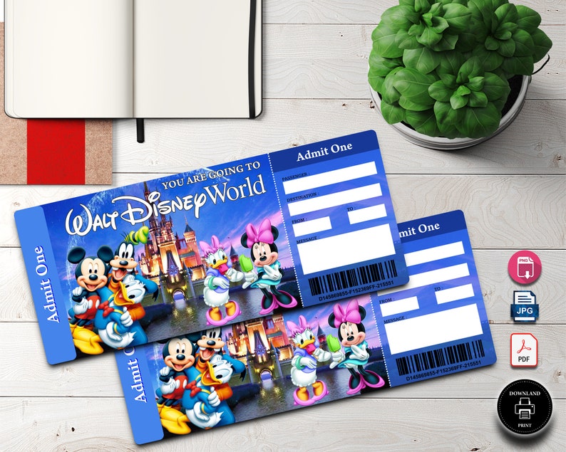 Printable Theme Park Surprise Reveal Ticket Editable Gift - Etsy