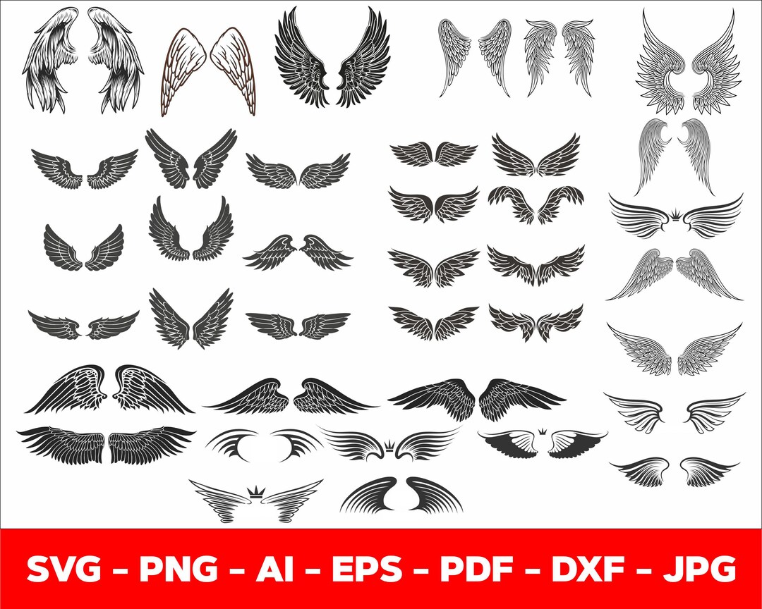Paquete SVG de alas de ángel, clip art de alas de ángel, archivo de ...