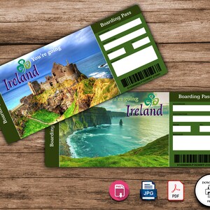 Ireland Trip Ticket | Vacation Tickets Instant Download | Boarding Pass ...