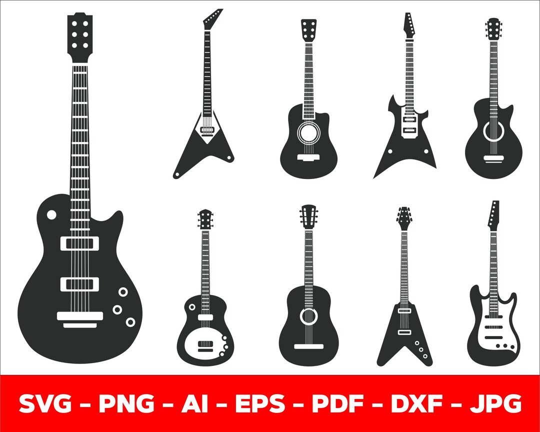 Guitar SVG Bundle, Guitar PNG Bundle, Guitar Clipart, Guitar SVG Cut ...