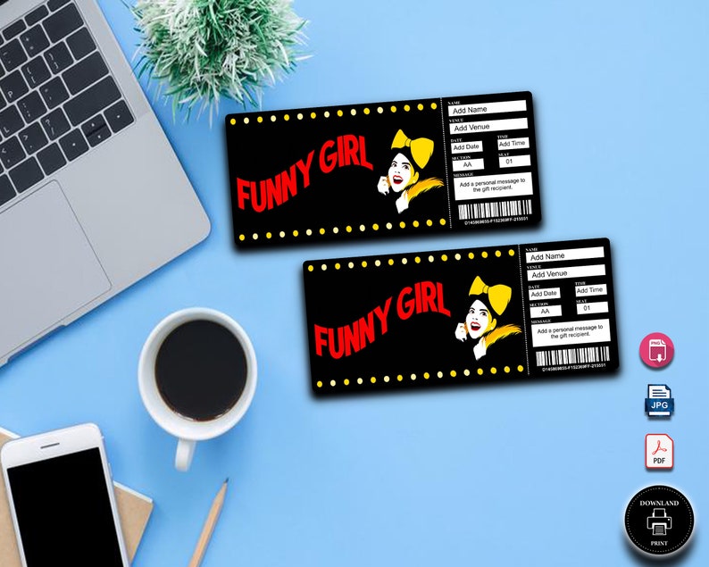 Funny Girl Broadway Surprise Ticket. Editable Musical Theatre - Etsy
