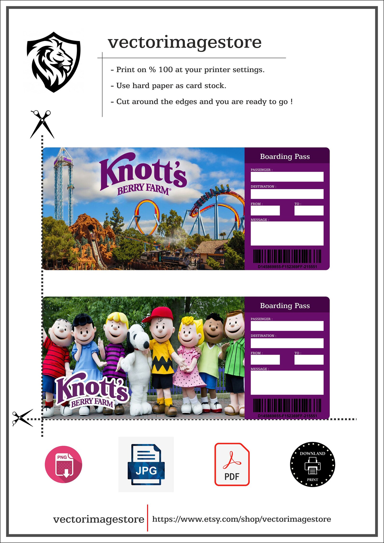 KNOTTS BERRY FARM Surprise Trip Tickets. Vacation Ticket. Mock Boarding ...