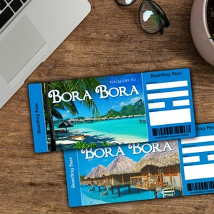 BORA BORA Surprise Trip Gift Ticket. Boarding Pass. Trip Ticket ...