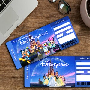 Printable Theme Park Surprise Reveal Ticket, Editable Gift Reveal ...