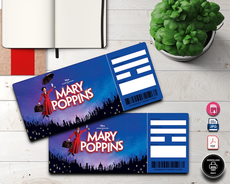 MARY POPPINS Broadway Surprise Ticket. Editable Musical - Etsy