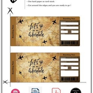 Adventure Trip Ticket, Surprise Vacation Ticket, Boarding Pass, Lets Go ...