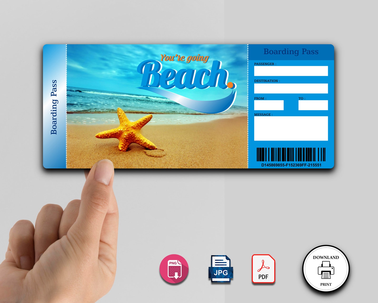 Beach Trip Ticket | Tropical Vacation Tickets Instant Download ...