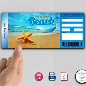 Beach Trip Ticket | Tropical Vacation Tickets Instant Download ...