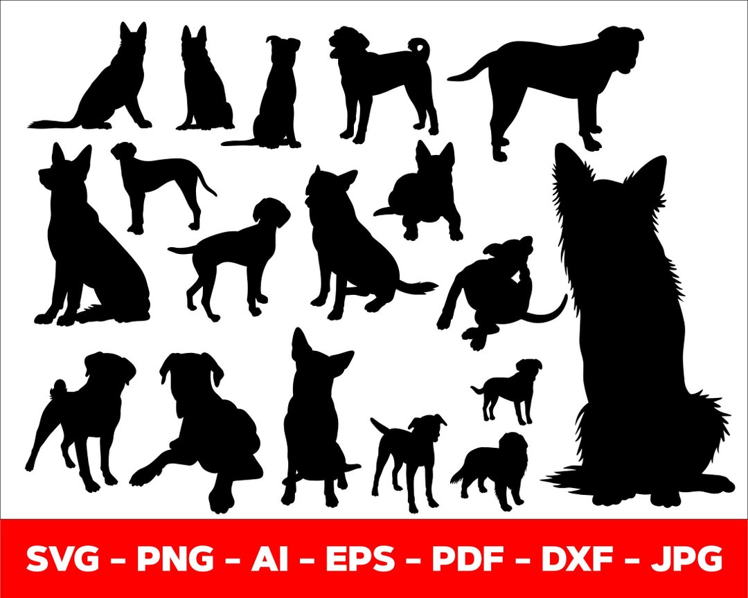 Dog Silhouettes Svg, Bundle Dog Silhouettes Png Bundle Cricut Cut Files ...